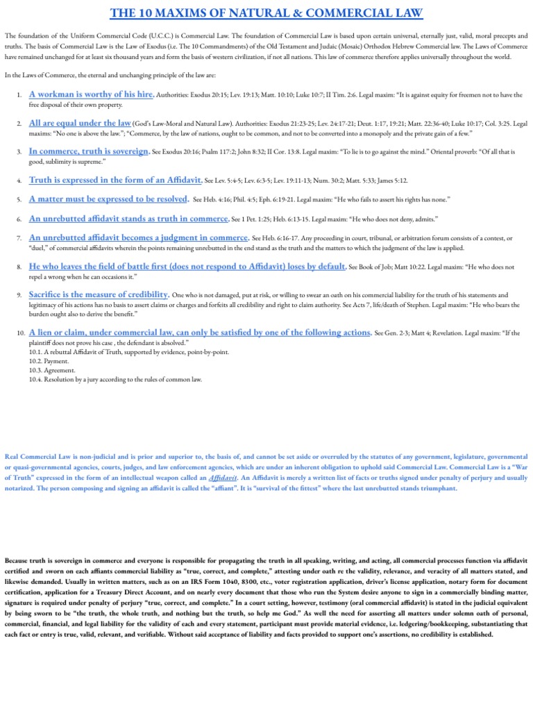 THE 10 MAXIMS OF NATURAL & COMMERCIAL LAW (Freebie) PDF | PDF ... THE 10 MAXIMS OF NATURAL & COMMERCIAL LAW (Freebie) PDF | PDF ...
