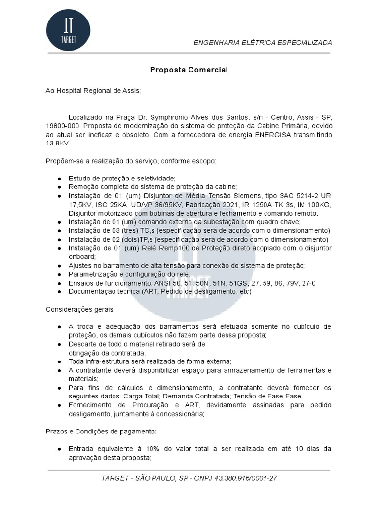 Modelo Proposta Comercial | PDF | Ciência de Materiais | Eletricidade