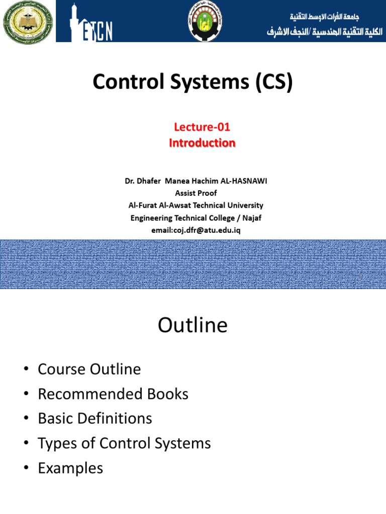 Lecture 01 1 | PDF | Control Theory | Control System