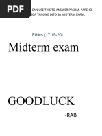 Ethics Midterm Exam | PDF | Morality | Value (Ethics)