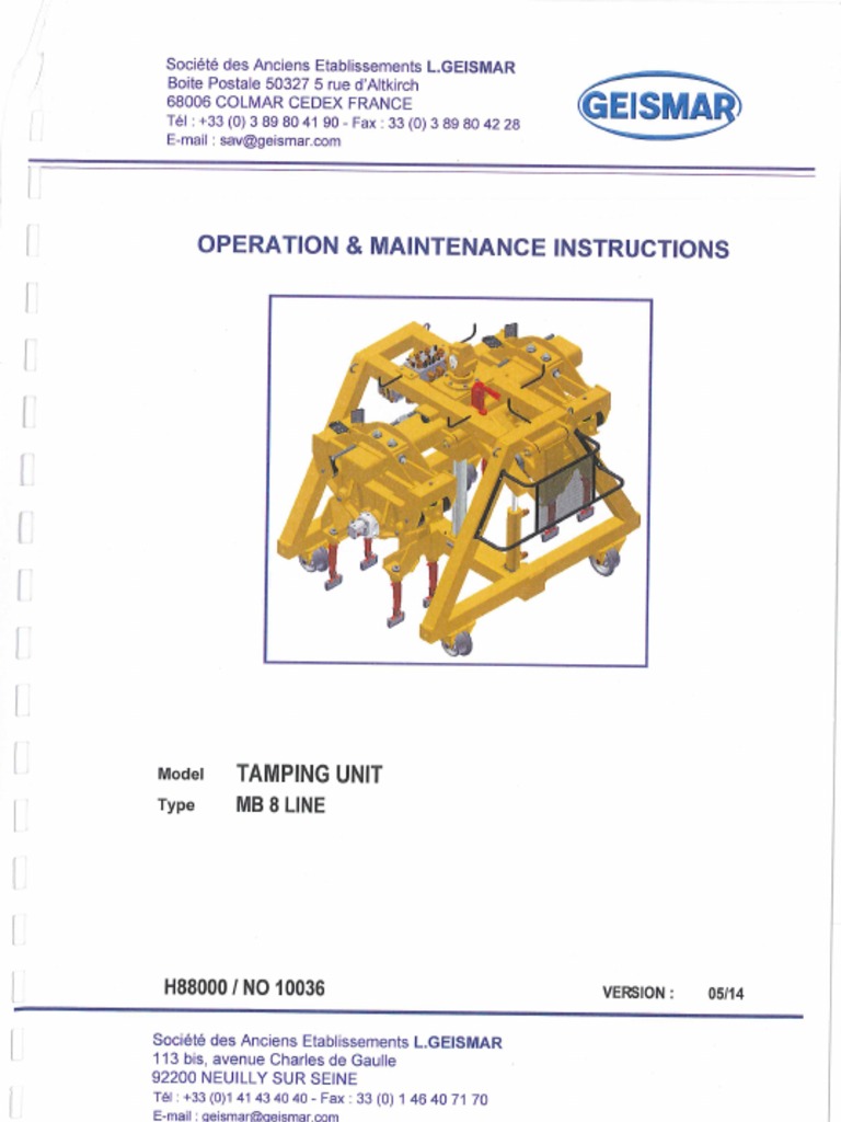 3.01 Geismar - tamping unit MB8 line - maintenance spare parts.pdf | PDF