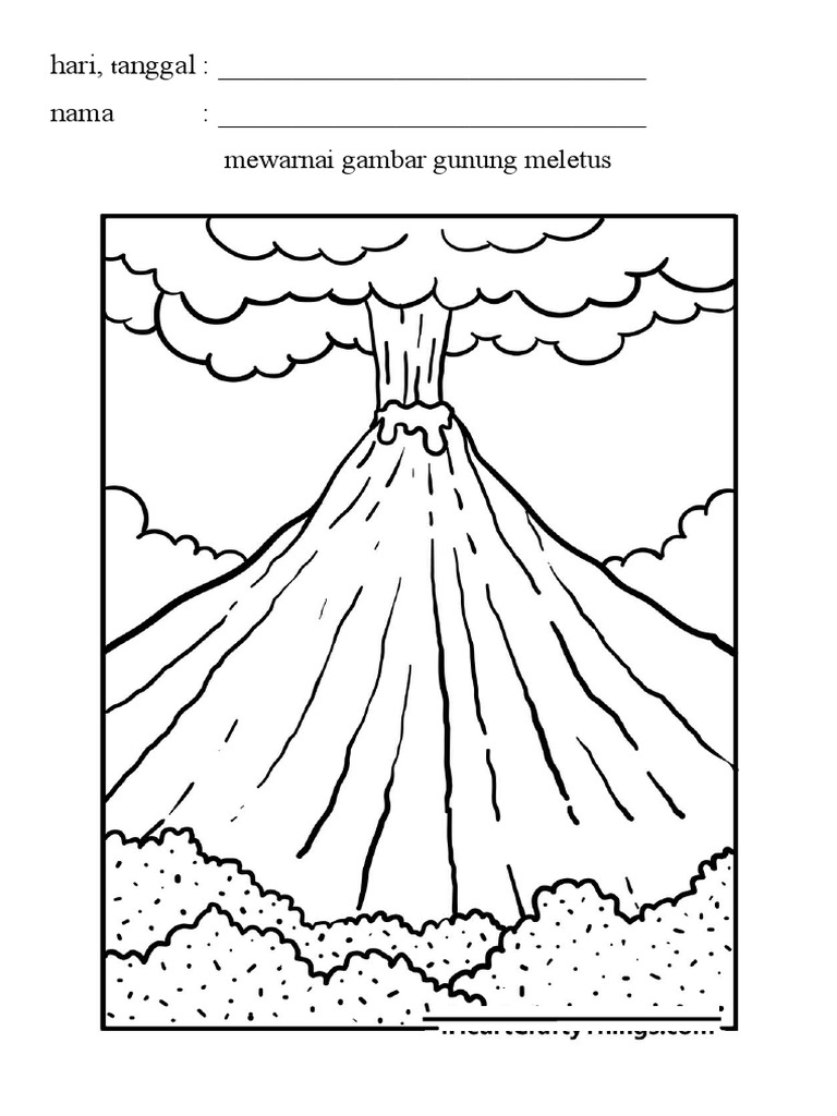 Mewarnai gambar gunung meletus | PDF