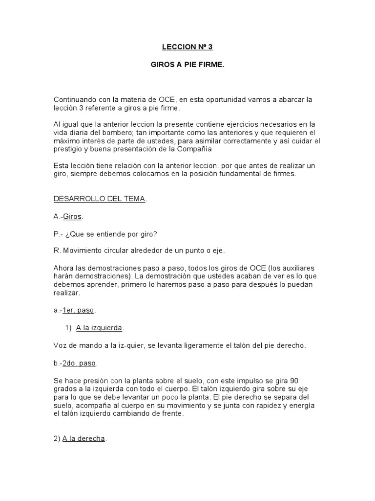 Giros a Pie Firme para Bomberos | PDF