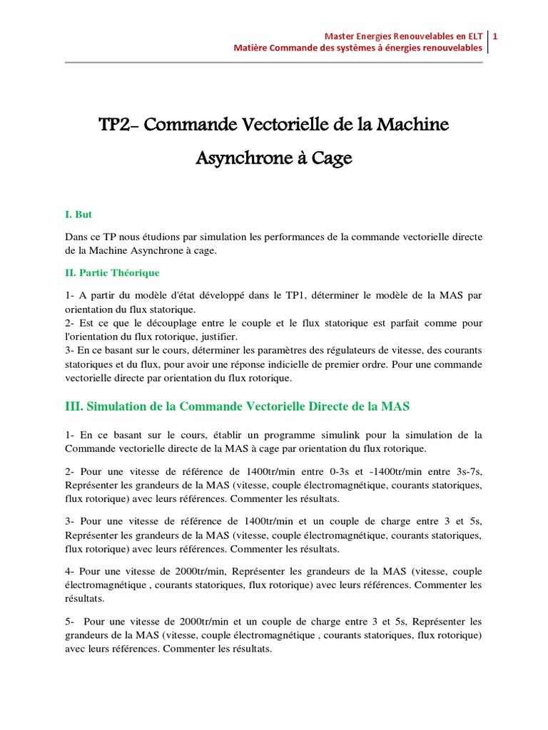 Simulation Commande Vectorielle MAS | PDF | Électrotechnique | Électricité