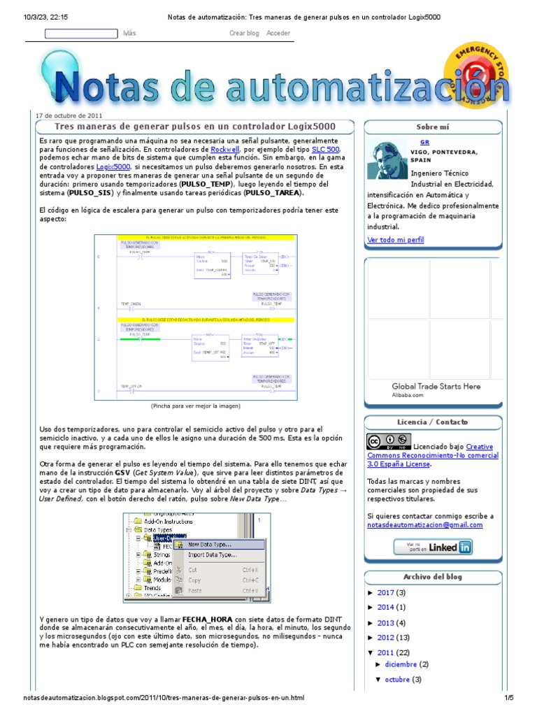 Notas de Automatización - Tres Maneras de Generar Pulsos en Un Controlador Logix5000 | PDF ...