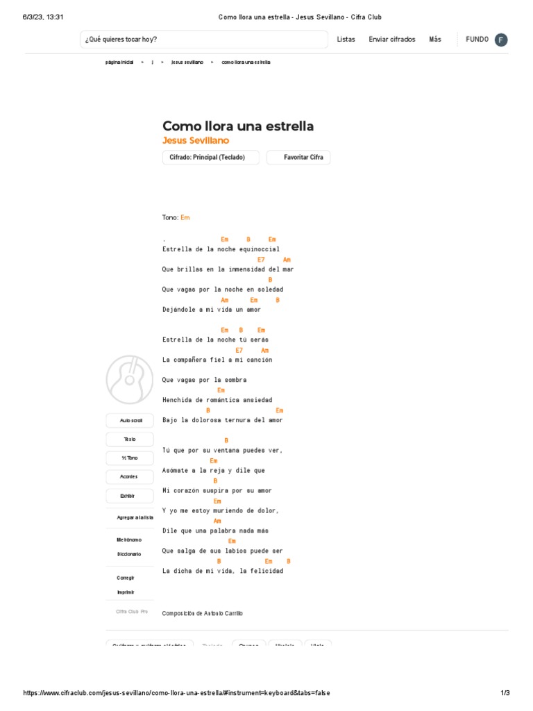 Como Llora Una Estrella - Jesus Sevillano - Cifra Club Piano | PDF