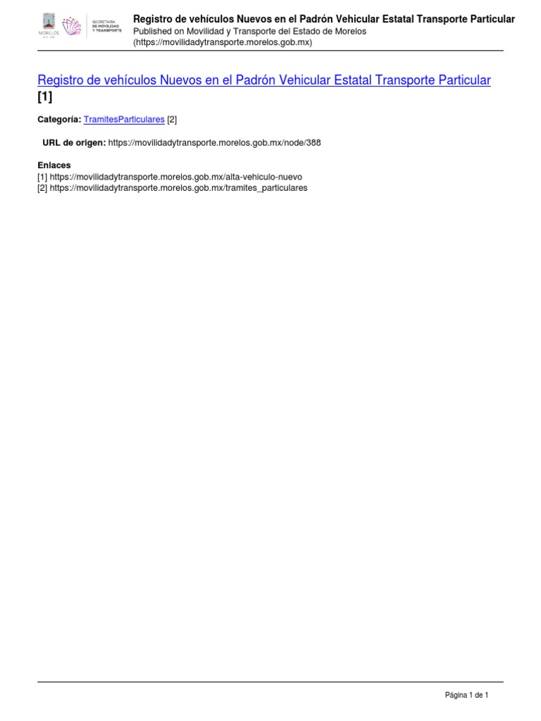 Movilidad y Transporte Del Estado de Morelos - Registro de Vehiculos Nuevos en El Padron ...