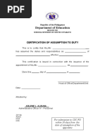 CS Form No. 4 Revised 2025 Certification of Assumption To Duty | PDF
