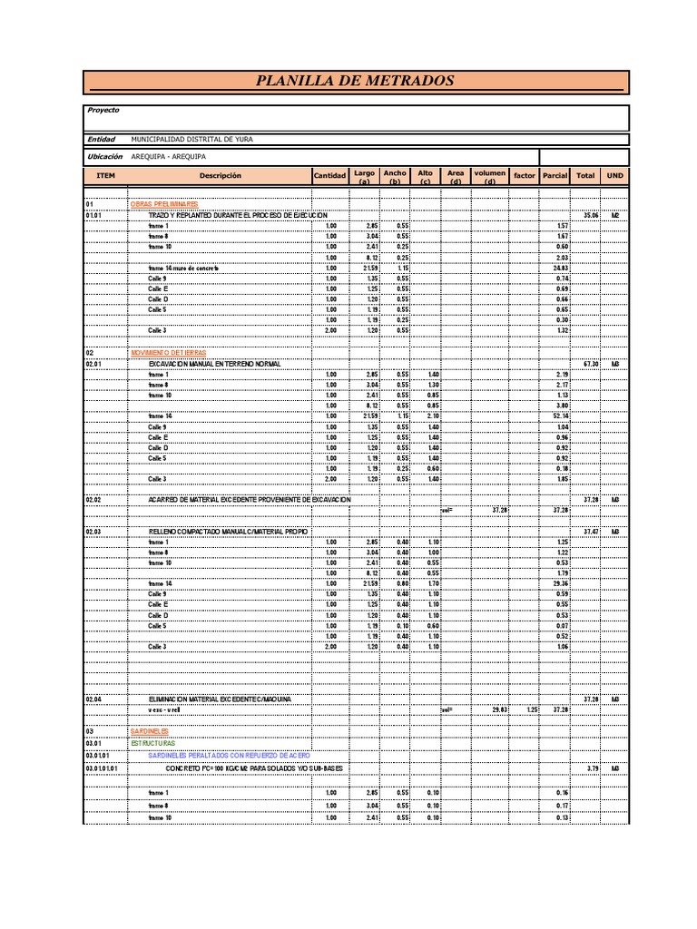 PLANILLA DE METRADOS Saldo de Obra PDF | PDF