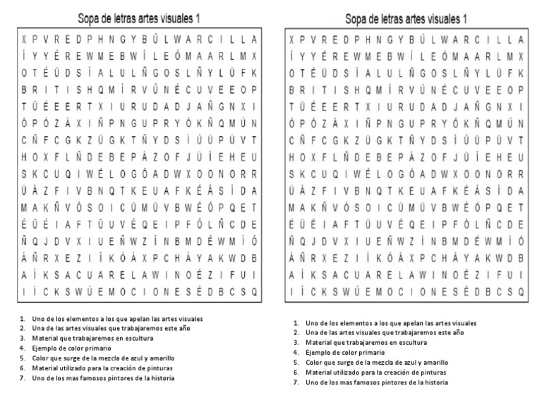 Sopa de Letras Artes 1 | PDF
