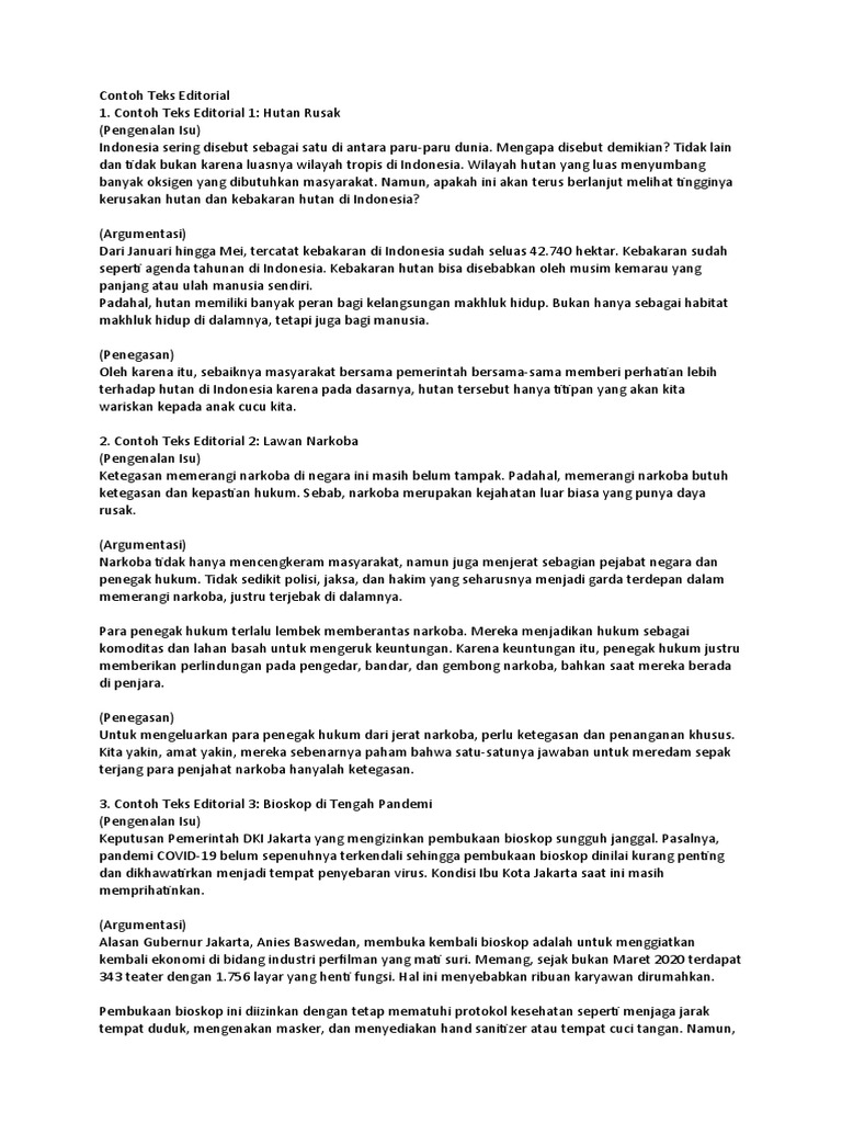 Contoh Teks Editorial | PDF