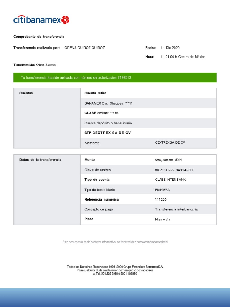 Comprobante - Transferencia - 11-Dic-2020 - 11 - 21 - 04 H | PDF Comprobante - Transferencia - 11-Dic-2020 - 11 - 21 - 04 H | PDF