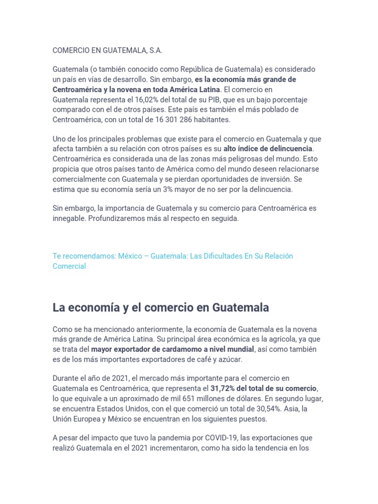 Comercio en Guatemala | PDF | Guatemala | Comercio