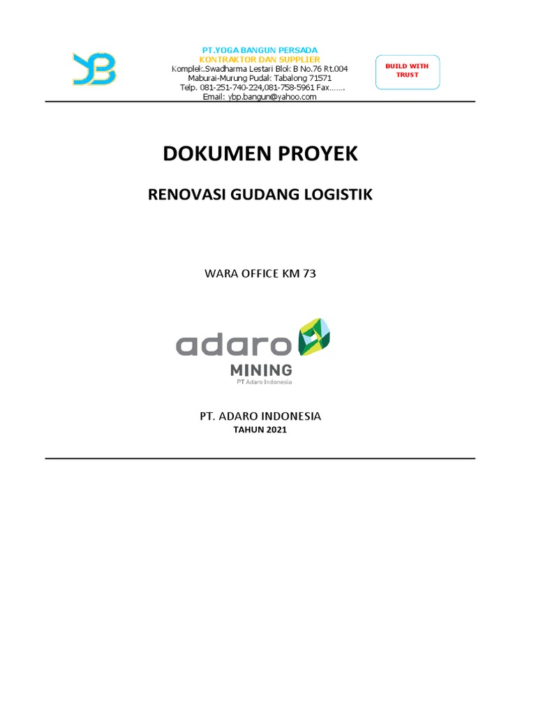 Renovasi Gudang & Mess PT Adaro | PDF
