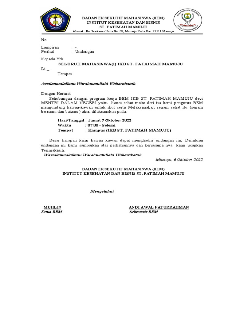 Undangan Senam Bem-1 | PDF