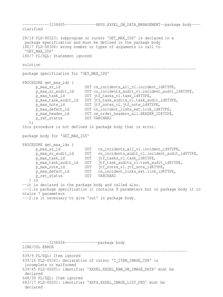 Errors | PDF | Pl/Sql | Parameter (Computer Programming)