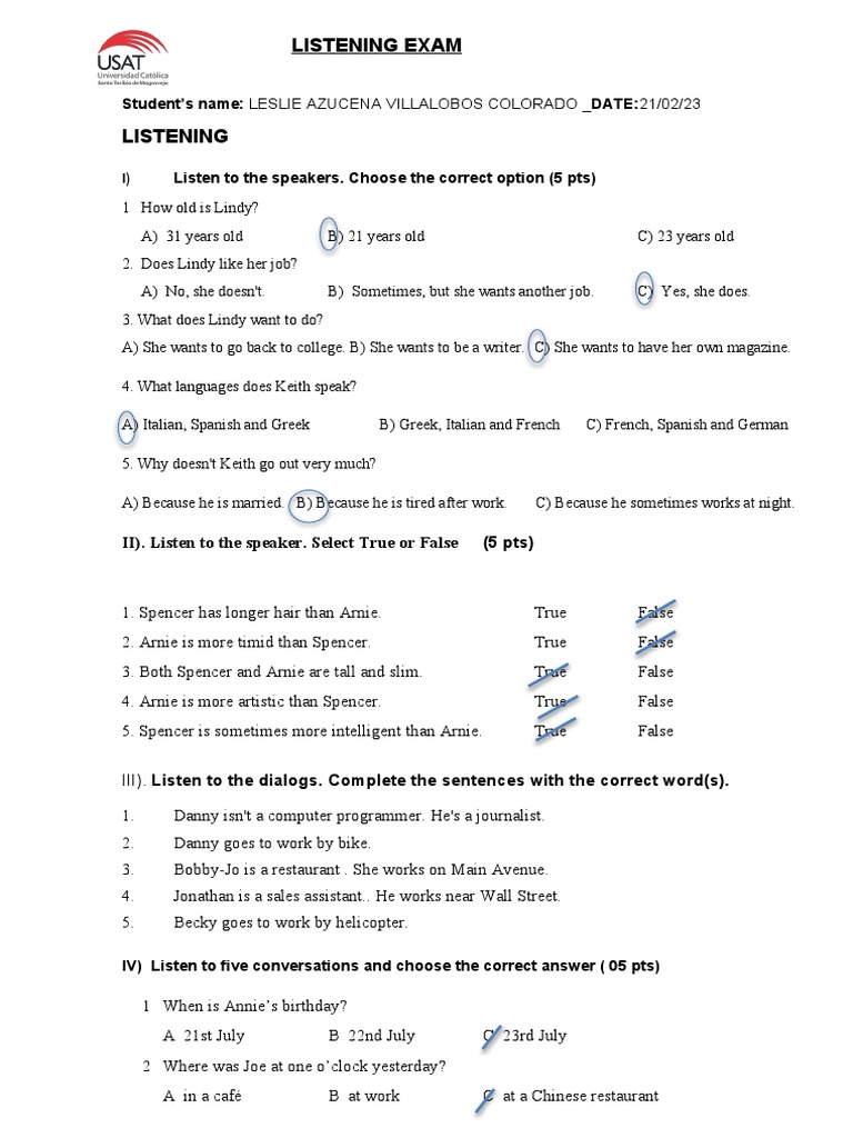 Listening Comprehension Exercises | PDF
