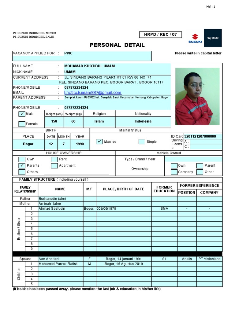 Form - DPP Suzuki (New) | PDF