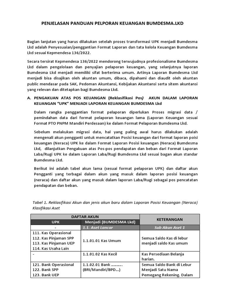 PENJELASAN PANDUAN PELPORAN KEUANGAN BUMDESMA.pdf | PDF