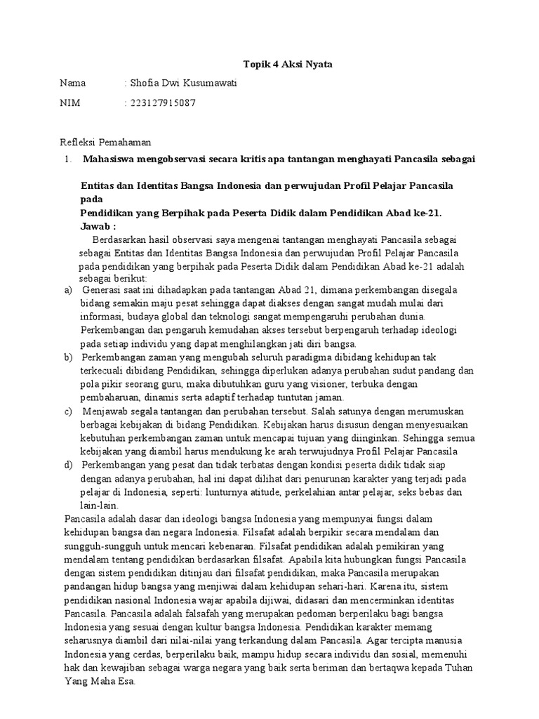 Aksi Nyata Topik 4-Shofia Dwi K | PDF