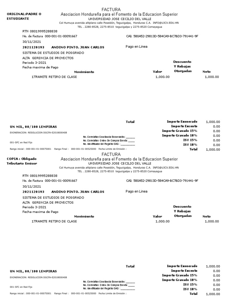 Ejemplode factura digital | PDF | Honduras