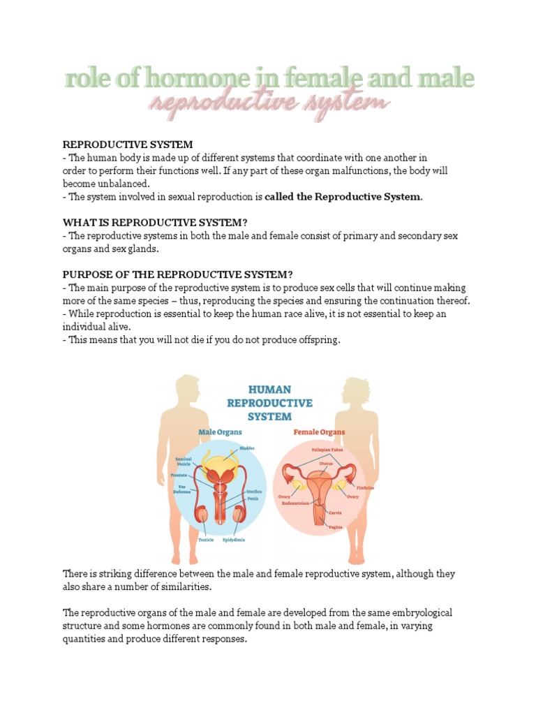 SCIENCE Role of Hormone in Female and Male Reproductive System | PDF ...