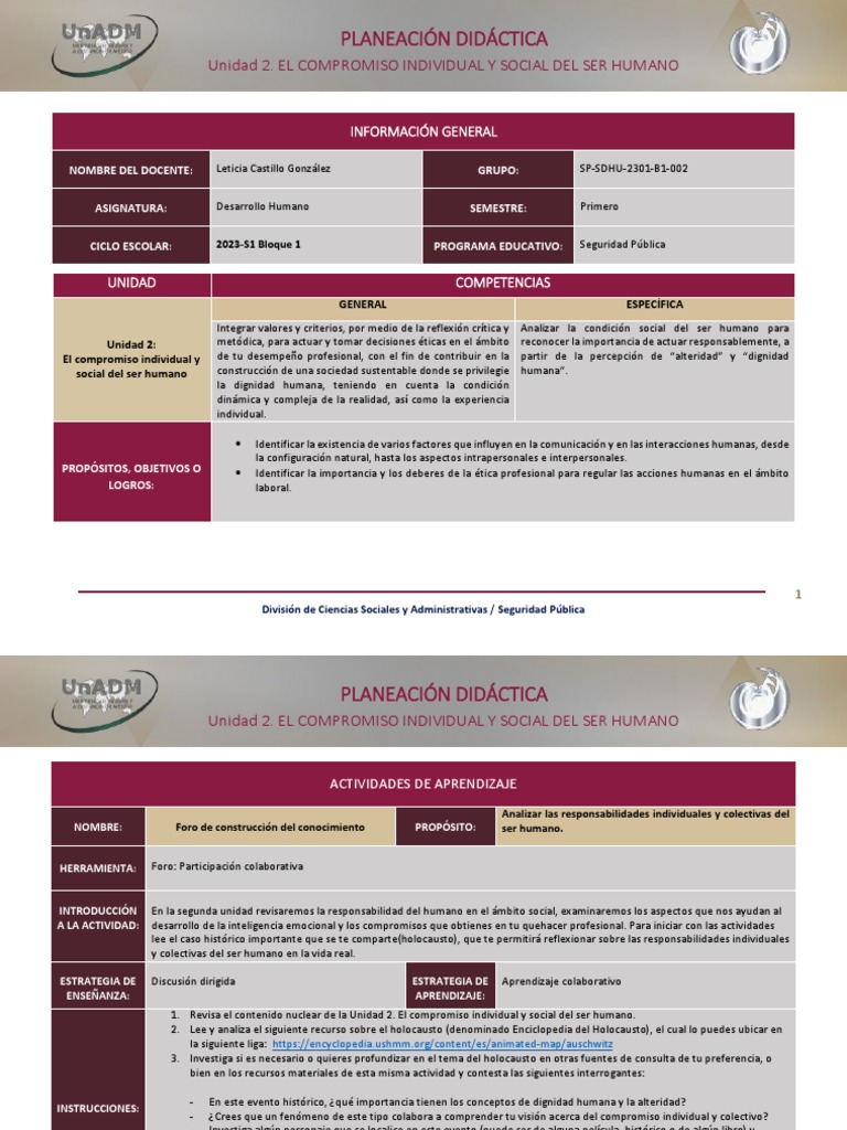 U2 - SP Sdhu 2301 B1 002 PDF | PDF | Maestros | Aprendizaje