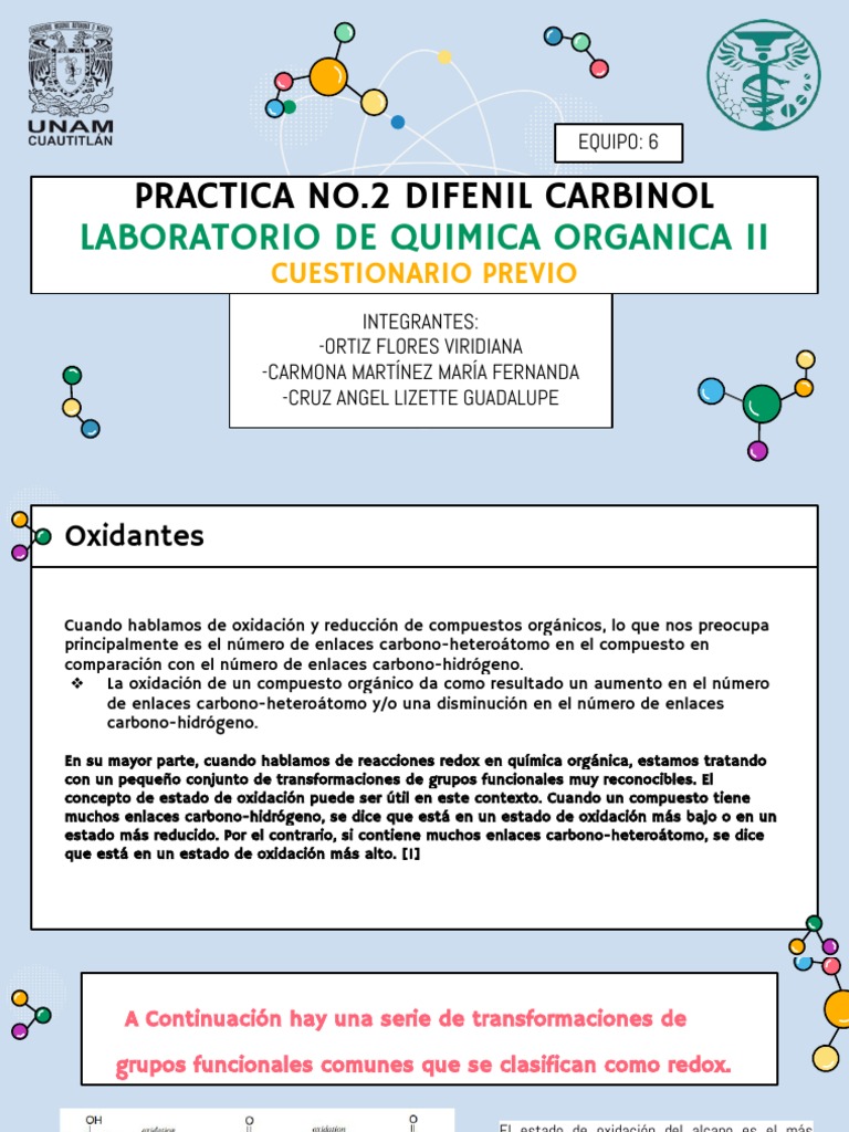 Inv. Previa P2 Difenil Carbinol | PDF | Redox | Reacciones químicas