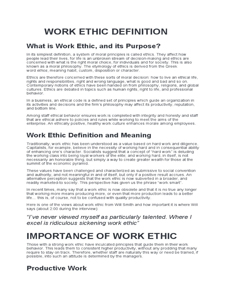 Work Ethic Definition Download Free Pdf Morality Procrastination