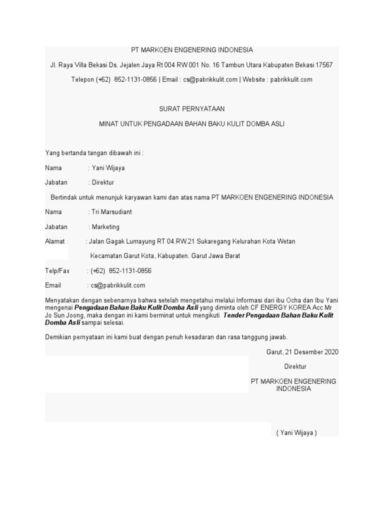 contoh surat LOI-2.docx | PDF