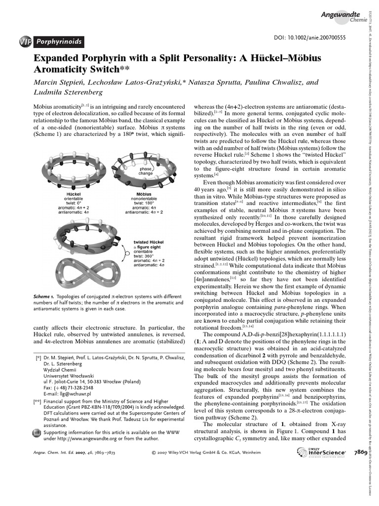 Angew Chem Int Ed - 2007 - ST Pie - Expanded Porphyrin With A Split Personality A H Ckel M Bius ...