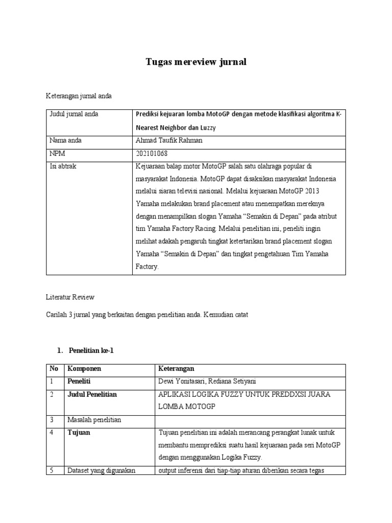 Ahmad Taufik Rahman - Tugas Mereview Jurnal | PDF