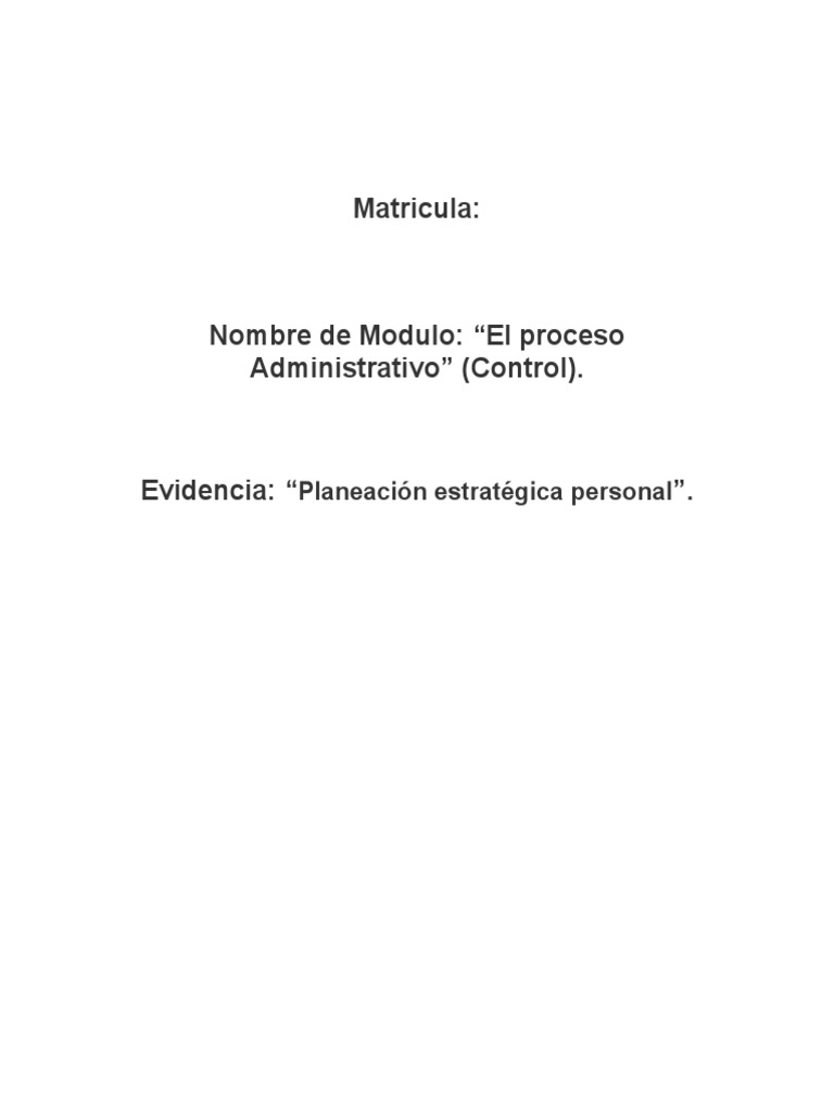 Planeación Estratégica Personal en Administración | PDF | Planificación ...