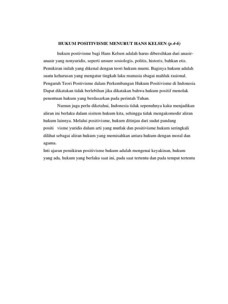 HUKUM POSITIVISME MENURUT HANS KELSEN | PDF