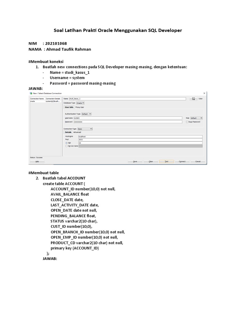 Soal Latihan Prakti Oracle Menggunakan SQL Developer | PDF | Data | Information Technology ...