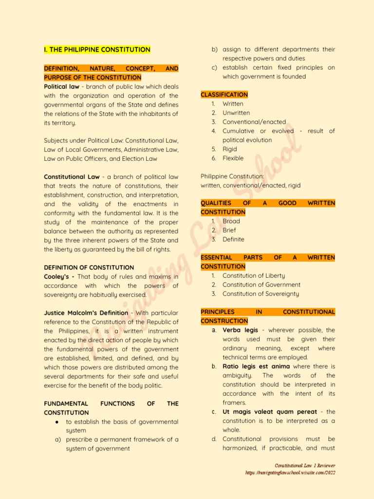 Constitutional Law 1 Reviewer (Part 1) | PDF | Territorial Waters ...