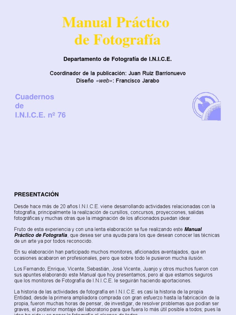 OTR - 1998e - Manual Practico de Fotografia - NUEVO | PDF | Velocidad ...