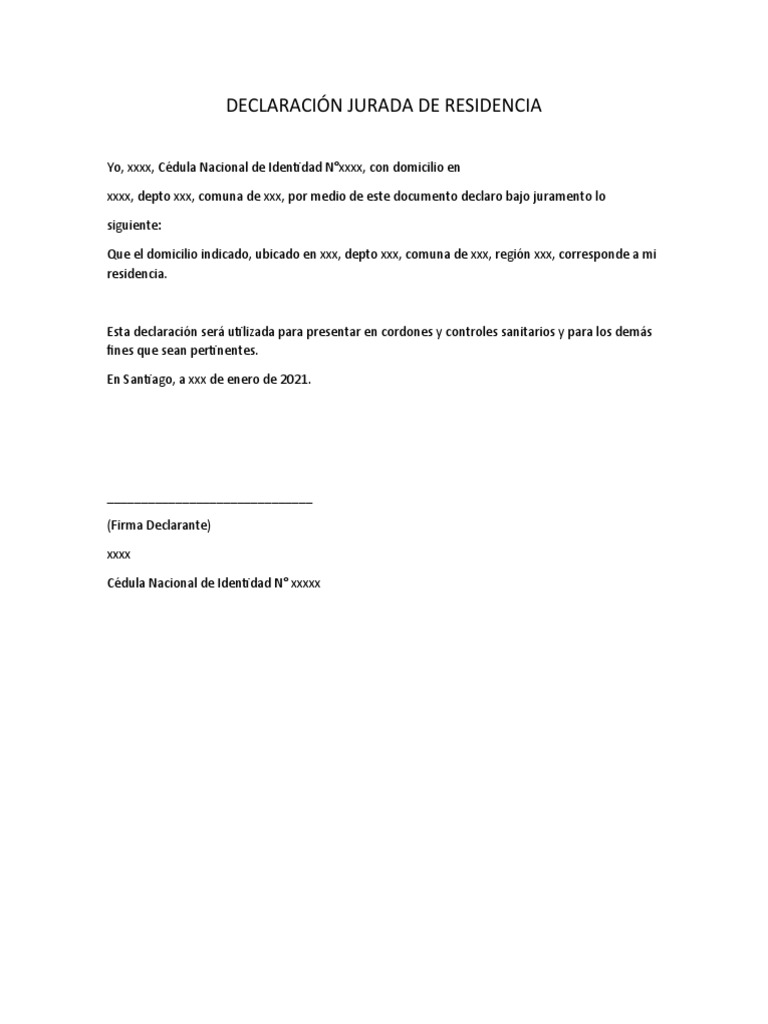 Declaracion Jurada Residencia Modelo | PDF