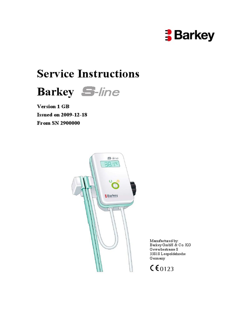 SERVICE INSTRUCTIONS Manual - BARKEY S-LINE | PDF | Thermometer ...