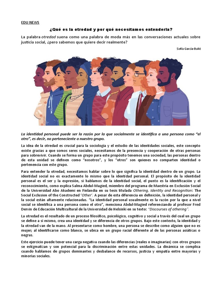 Qué Es La Otredad y Por Qué Necesitamos Entenderla | PDF | Grupo ...