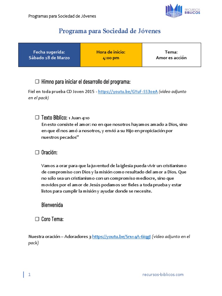 Programa SJA 18-03-2023 | PDF | Jesús | Amor