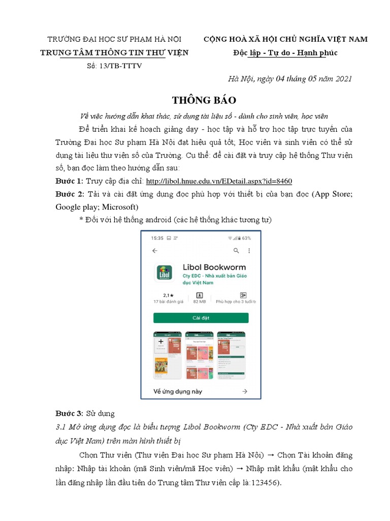 ThÔng BÁo HƯỚng DẪn SỬ DỤng ThƯ ViỆn SỐ Đhsp Hn Hvsvhspdf Pdf 
