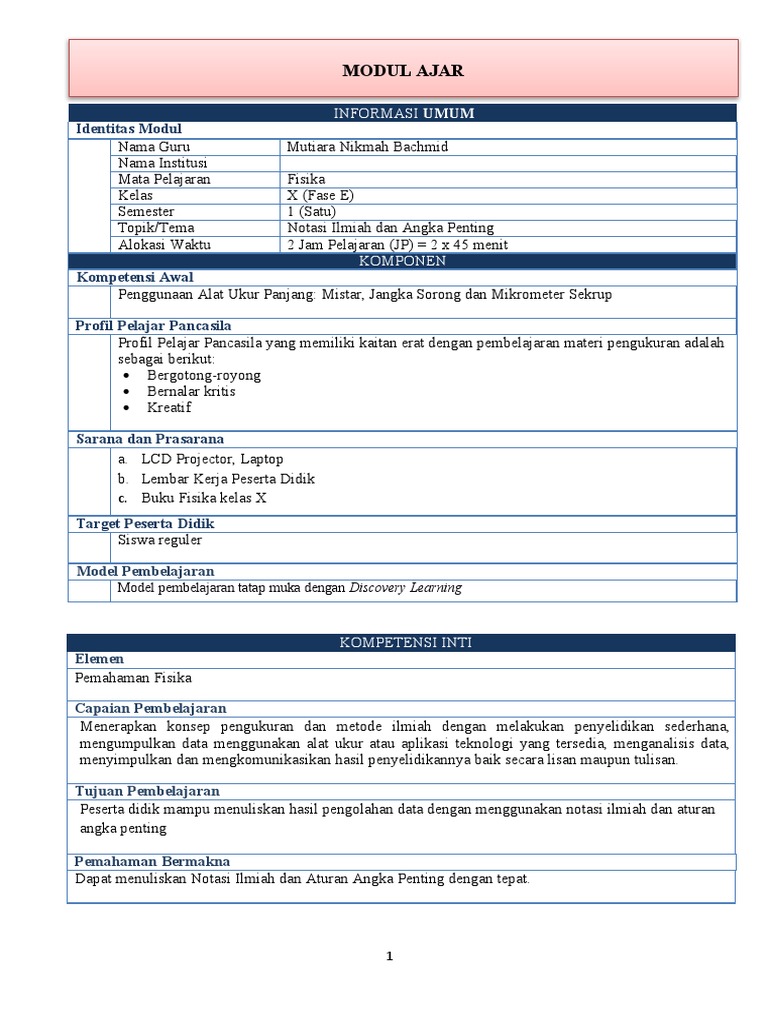 Modul Angka Penting dan Notasi Ilmiah | PDF | Karier & Perkembangan | Seni