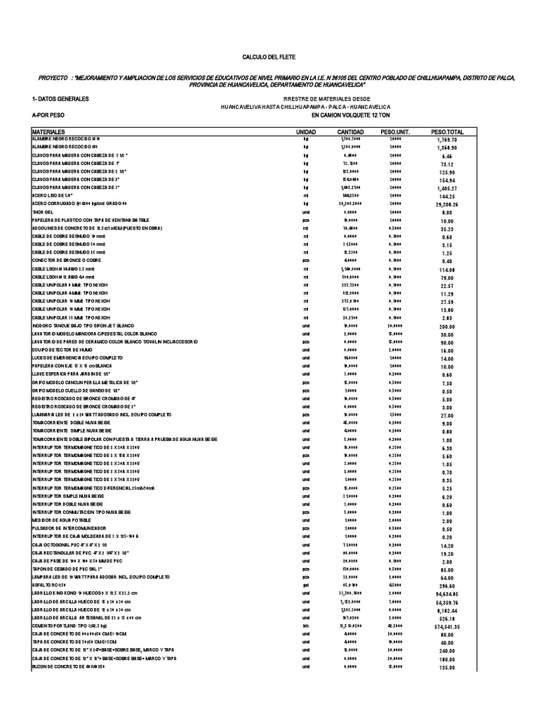 Flete Terrestre Ok | PDF | Tubería (transporte de fluidos) | Ingeniería de Edificación