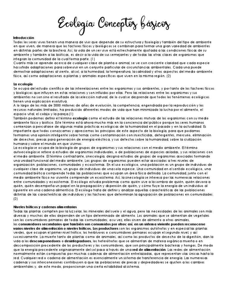 Ecología Conceptos Básicos | PDF | Red alimentaria | Ecología