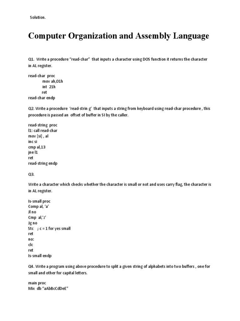 Assembly Questions Solution | PDF
