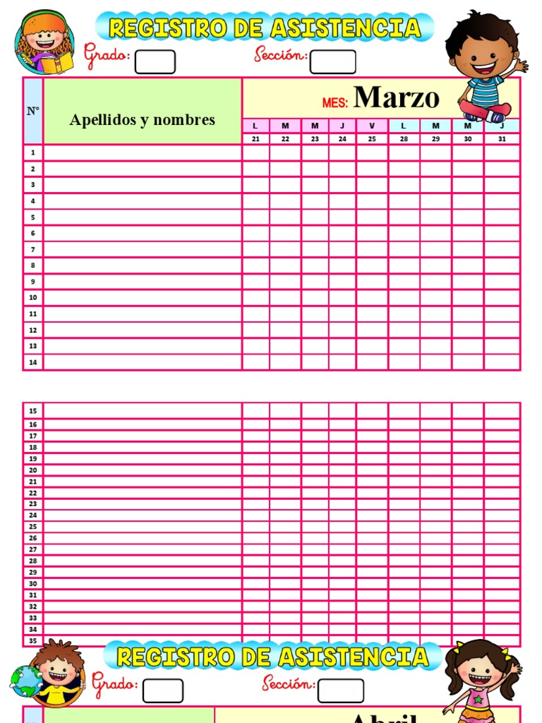 Registro de Asistencia Maestra Janet C | PDF