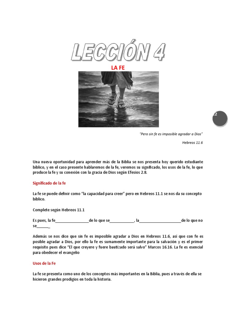 LECCION 4 La Fe | PDF | Jesús | Salvación