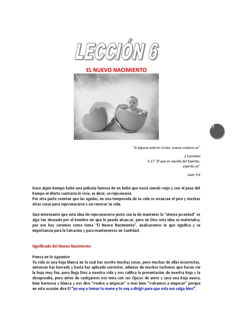 LECCION 6 El Nuevo Nacimiento | PDF | Pecado | Jesús