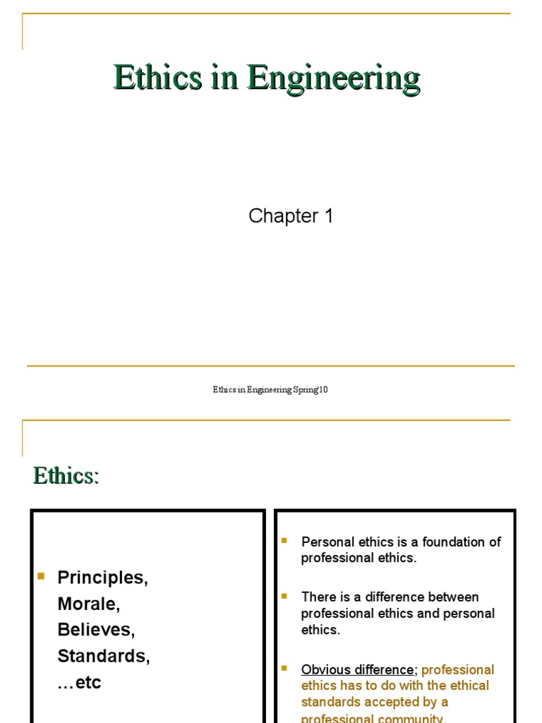 CHP 1 Ethics in Engineering | PDF | Profession | Business